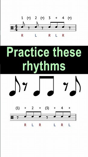 8th note, 8th rest rhythm exercise @ 90 bpm #rhythmpractice #drumlesson