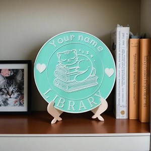 Personalized Library Sign: 3D Printed Book Nook Decor With Stand - Etsy