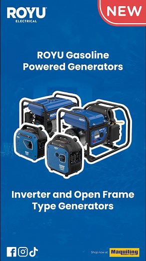 1.9K views · 17 reactions | Worry less, be prepared, and don't wait for the next power outage!⚡ Check out the ROYU Gasoline Powered generators at the nearest hardware store in your area  ✅ Inverter type and Open Frame Type Generators available in 1900W - 2700W and 1500W - 8500W Get yours now at Maquiling Builders Depot Branches! #MaquilingBuildersDepot #StartToFinishBuilding #HomeImprovement #Renovation #ROYU #ROYUElectrical | Maquiling Builders Depot | Facebook
