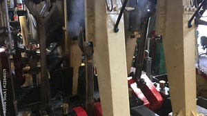 Steam engine uses the expansion rapid condensation of steam to generate power.