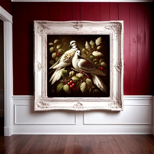 Two Turtle Doves Print: Romantic Holiday Wall Art (digital Download 4096x4096px) - Etsy