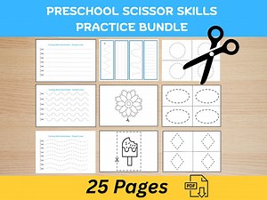 Scissor Skills Cutting Practice: Preschool Printable Worksheets (PDF Workbook) - Etsy