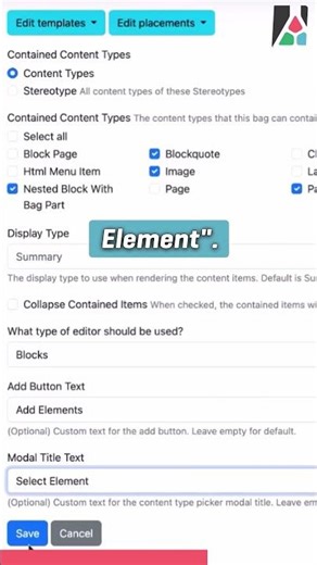 Block Content Type Picker for Flow Part and Bag Part