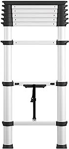 COSCO SmartClose 12-ft Max Reach Height Aluminum Telescopic Ladder with Ergonomic Grips and Top Cap, 300 lb. Weight Capacity, ANSI Type 1A Rating