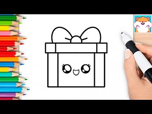 How to Draw Cute GIFT BOX - Easy Step by Step Drawing | HamHam Draw