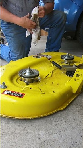 Degreasing Mower Deck & Sharpen Blades #shorts #mowermaintenance #lawnmower #lawntractor #deere