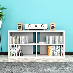 Way Basics Media Cabinet Storage TV Stand Entertainment Center - Holds 31 PS5 Games DVD BluRay or 42 CD (Tool-Free Assembly and Uniquely Crafted from Sustainable Non Toxic zBoard Paperboard), White