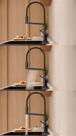 Sustainable. Smart. Efficient. 💧 The Talis Select M54 shows just how easy it can be to work resource-efficiently in the kitchen. Thanks to EcoSmart, a technology that regulates water consumption through an integrated flow limitation feature, the PowderSpray consumes 5 liters and the shower spray just 4 liters of water per minute. Whereas the laminar spray provides a much higher volume of 5.6 l/min for water-intensive tasks such as filling a pan* (each spray at 3 bar per minute). The simple swit