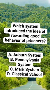 136K views · 2.5K reactions | Which system introduced the idea of rewarding good behavior of prisoners? A. Auburn System B. Pennsylvania System C. Mark System D. Classical School #Criminology #CriminologyStudent #Criminologist | Crim students tambayan | Facebook
