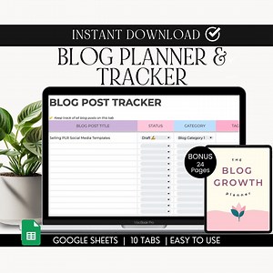 Blog Planner Google Sheets: Content & Instagram Growth Tracker (digital Download) - Etsy