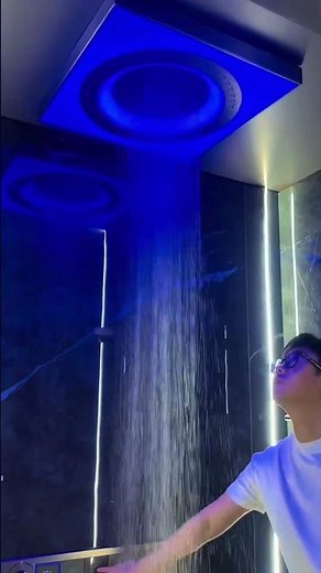 Luxury Smart Rainfall Shower w LED Mood Lights, Bluetooth Audio & Massage Jets #bathroom #showerhead