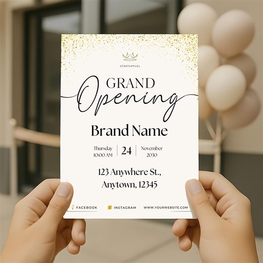 Grand Opening Invitation Template for Business, Editable Canva Invite, Shop Launch Printable, Store Opening Digital Download With Logo - Etsy
