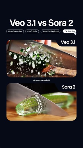 Veo 3.1 vs Sora 2 (Glass Cucumber Test) - Which is Better? #veo3 #sora2