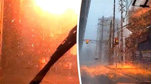 Transformer explodes during Super Typhoon Fung-wong in the Philippines
