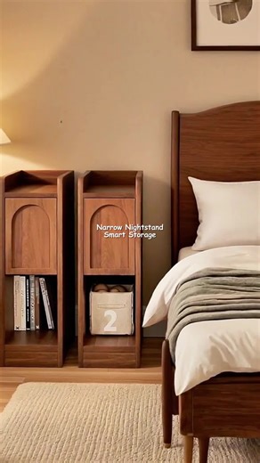 ✨ When space is tight, details matter. Slim nightstands, raised edges for essentials, drawer for clutter, open shelf for books—practical done right. #Giratree #Giratreefurniture #CozyBedroom #MinimalHome