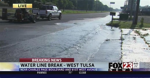 VIDEO: Water line break continues to plague west Tulsa road