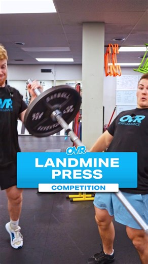 Part 201 | Landmine Press Competition ⚡️ Want to give it a try? Here's how you can setup for a landmine press: 🔹 Attach your OVR Velocity inside the the weight 🔹 Set your device to Peak Velocity 🔹 Start by holding the bar at shoulder height and drive up 🔹 Best rep wins! #GamifyYourTraining