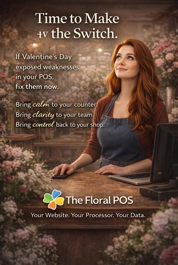 Valentine’s stress? That’s not a florist problem. That’s a POS problem. Time to make the switch. www.thefloralpos.com