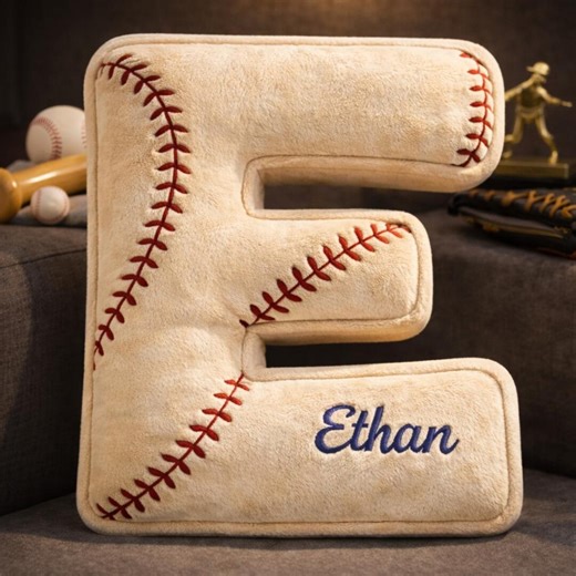 Personalized Baseball Initial Pillow – Custom Name and Shape Letter Throw Pillow, Sports Fan Decorative Cushion, Gift for Baseball Lovers - Etsy