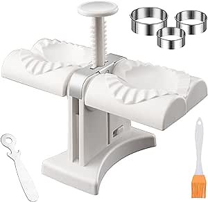DOUBFIVSY Dumpling Maker Set, Double Head Automatic Dumpling Maker Mould Dumpling Mold Set Stainless Steel Dumpling Press Mold Dumpling Wrapper Dough Stamp Cutter Make Dumplings Empanadas Quickly