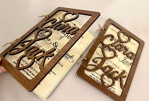 Rustic Wood Wedding Invitation | Personalized Named Wooden Wedding | Invitation Engraved Boho Design (10x15 Cm) Kraft Envelope and Sticker - Etsy