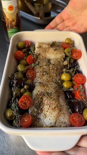 Sofia Misabishvili on Instagram: "This Mediterranean style Baked Cod recipe takes just 15 minutes to prep and features a robustly flavored tomato and olive relish with lemon , capers , and jerez vinegar. ☝️Cod secret: do not over cook it! Overcook cod and that’s where the gross rubber texture comes in. Just 15 minutes in the oven should do it. Err on the side of a little less baking time and check it. If it flakes easily with a fork and is opaque throughout it’s good to go. Ingredients: •Fresh c