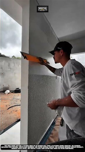 Applying textured wall finish on exterior wall using Work tool plastering trowel #tool #worktool
