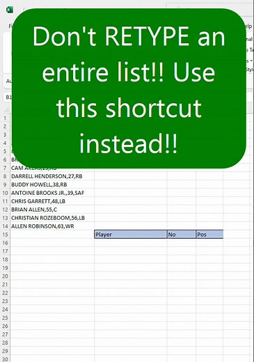 Don't retype tons of data!!! Use these two shortcut keys to save time when importing data from other sources like #quickbooks or #word. #exceltips #excel #spreadsheets