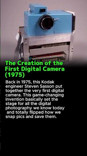 The creation of the first digital camera in 1975, a Kodak invention that changed photography forever