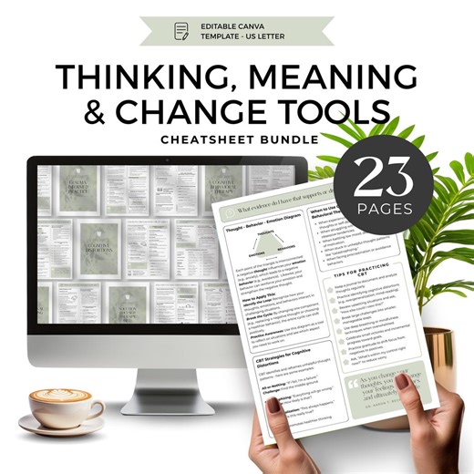 Cognitive and Solution Focused Therapy Cheatsheets CBT & ACT Practical Change Tools for Therapists and Coaches Editable Canva Template - Etsy Australia