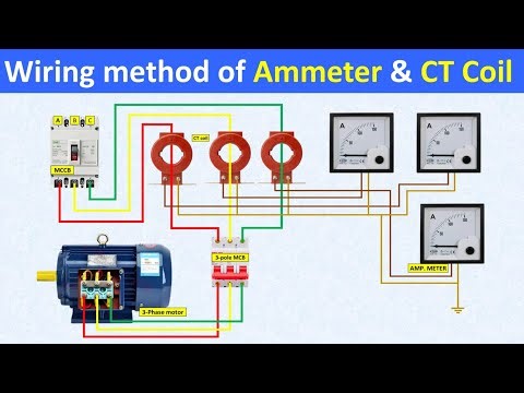 How to connect the ammeter | Ammeter connection with CT coil | Ammeter wiring for 3-phase system