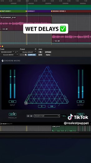 3 Vocal Effects with Exoverb Micro Reverb 🔥 Create a chorus with a short pre-delay and decay time ✅ Increase the Pre-Delay above 200ms for a Slap delay 🔑 Automate between early and late reflections for a moving space tails to match the flow of your vocals 💎 Try Exoverb Micro by DearReality in your mix #audioengineer #musicproducer #ExoVerbMicro Enter promo code for 25% Off: EXOVERB-MICRO-25