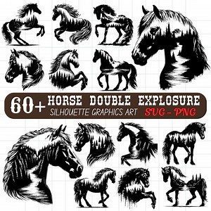Horse Double Exposure SVG Bundle: Wildlife Silhouette Cut Files (digital Downloads) - Etsy