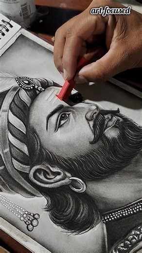 Chhatrapati Shivaji Maharaj drawing, charcoal shading Shivaji Maharaj #shortsfeed #charcoal #drawing
