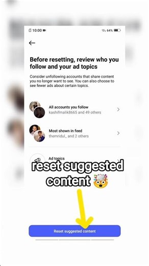 youtube feed reset algorithm🤯 #shorts #shortsfeed #instagram #shortvideo #settings #instagramfeeds