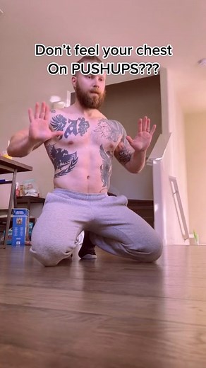 Don’t feel CHEST on pushups? Try this simple fix #fitnesstips #chestworkout #homeworkout #beginners | Fitfrhome