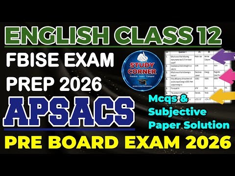 APSACS English Class 12 Pre Board Exams Subjective Paper Solution 2026 | APSACS Pre Board Exams 2026