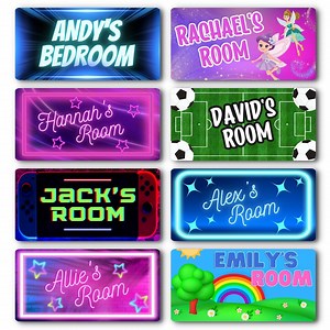 Personalised Kids Room Sign: Custom Neon Effect Door Decor - Etsy UK