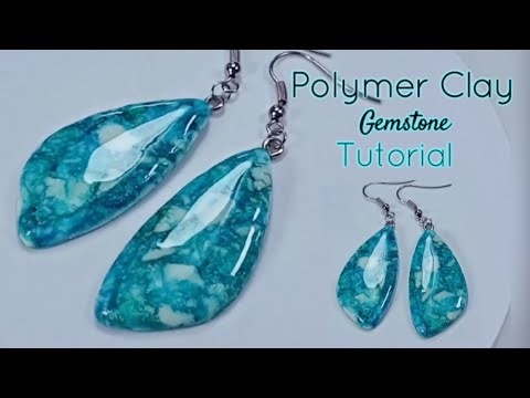 Polymer Clay White Water Turquoise Stone Earrings Tutorial/ LoviCraft