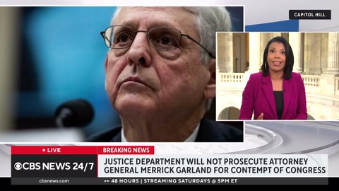 DOJ will not prosecute Merrick Garland