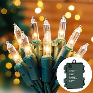 Christmas String Lights Battery Operated,Waterproof Twinkle Fairy Lights with 8 Modes & Timer for Outdoor Indoor Decorations, Warm White(32.8ft 100 LED)