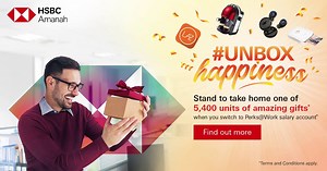 Nothing beats the joy of having a salary account that keeps on giving. Stand to take home an amazing gift when you switch to Perks@Work salary account!* Visit http://grp.hsbc/6180Df6BE for more information. | HSBC Malaysia