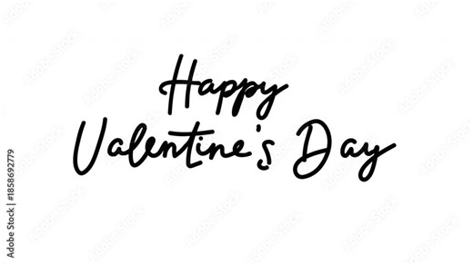 Hand drawn lettering of Happy Valentine's Day with alpha channel