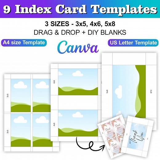 Canva Editable Blank Index Card Templates, Easy Drag and Drop Card Templates, Printable 3x5, 4x6, 5x8 Card, Flash Cards Printable Templates - Etsy