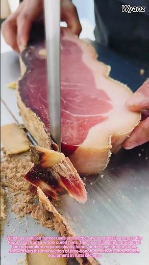 Traditional Ham Processing: Removing Skin with Electric Saw in Rural Food Preparation | DIY Butchery