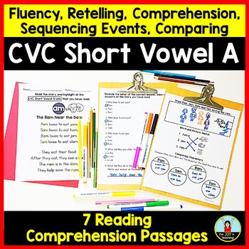CVC Short A Reading Comprehension Passage with Questions