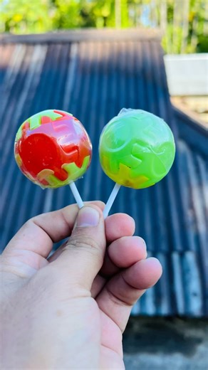 Green Red Qube ball lollipop unpacking #shortsfeed