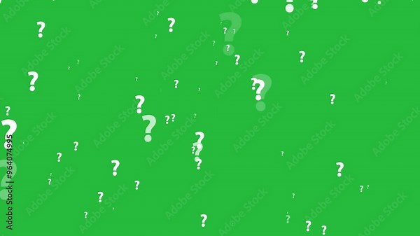 Question marks Animation moving on alpha channel green screen background.
