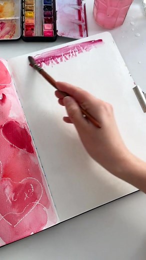 An easy and fun idea for a Valentine’s Day watercolor ❤️, using my favorite resist technique. #watercolor #watercolortechnique #watercolortutorial #watercolorillustration #valentinesday | Merly