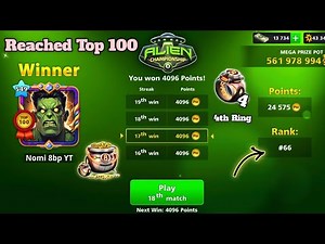 Reached Top 100 In The Alien Championship 8 Ball Pool 🔥🎱 Full Gameplay ( Rank 66 , 4th Ring ) 😎